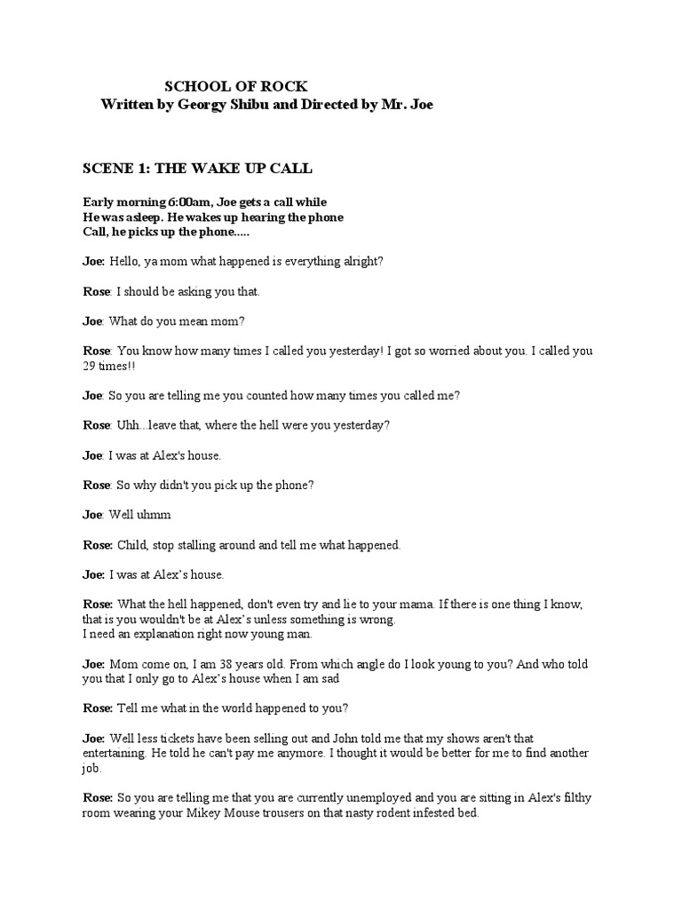 School of Rock - Back Up Script | PDF