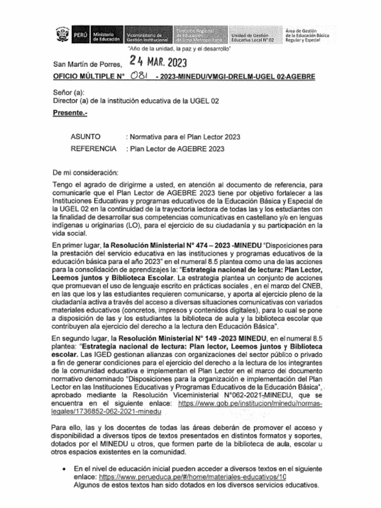 Oficio Multiple 081-2023 | PDF Oficio Multiple 081-2023 | PDF