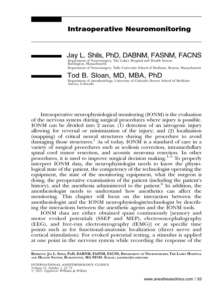 Intraoperative Neuromonitoring | PDF | Self-Improvement | Wellness