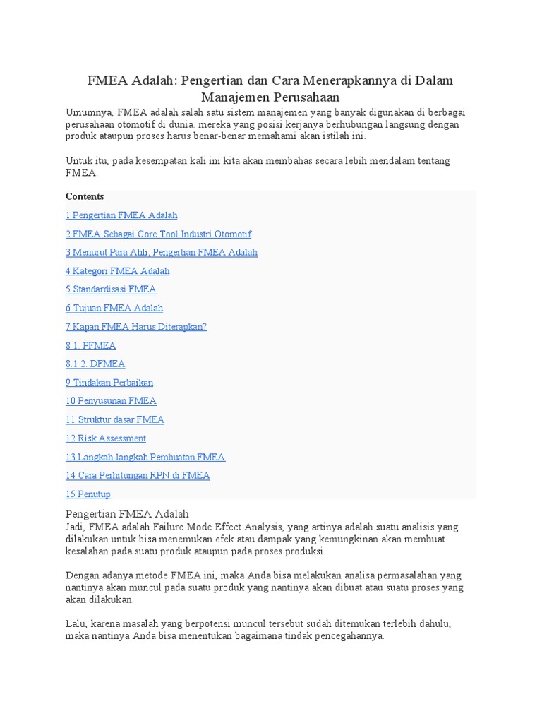 Langkah Membuat Fmea | PDF