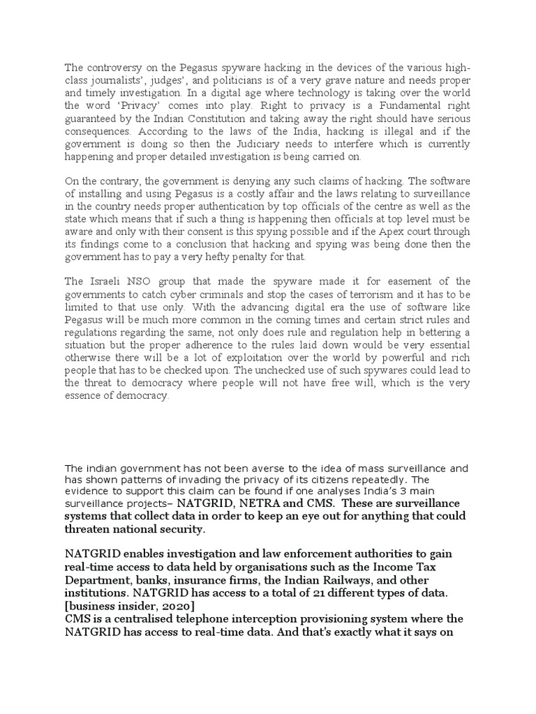 India's 3 main surveillance projects undermine privacy rights | PDF