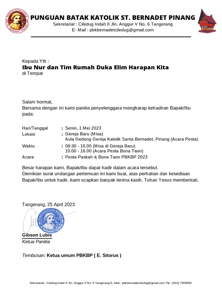 Undangan Pesta Paskah & Bona Taon | PDF