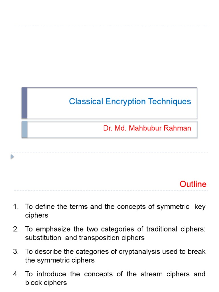Classical Encryption cipher | PDF | Cryptography | Cryptanalysis