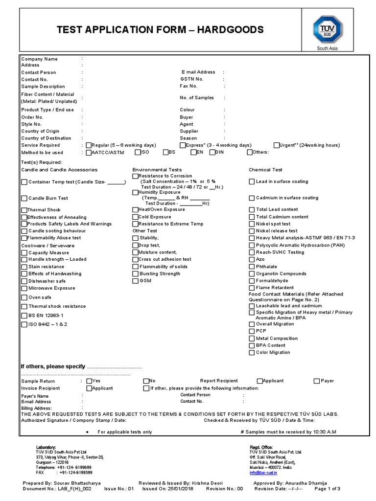Hardgoods Test Form | PDF | Polycyclic Aromatic Hydrocarbon | Metals