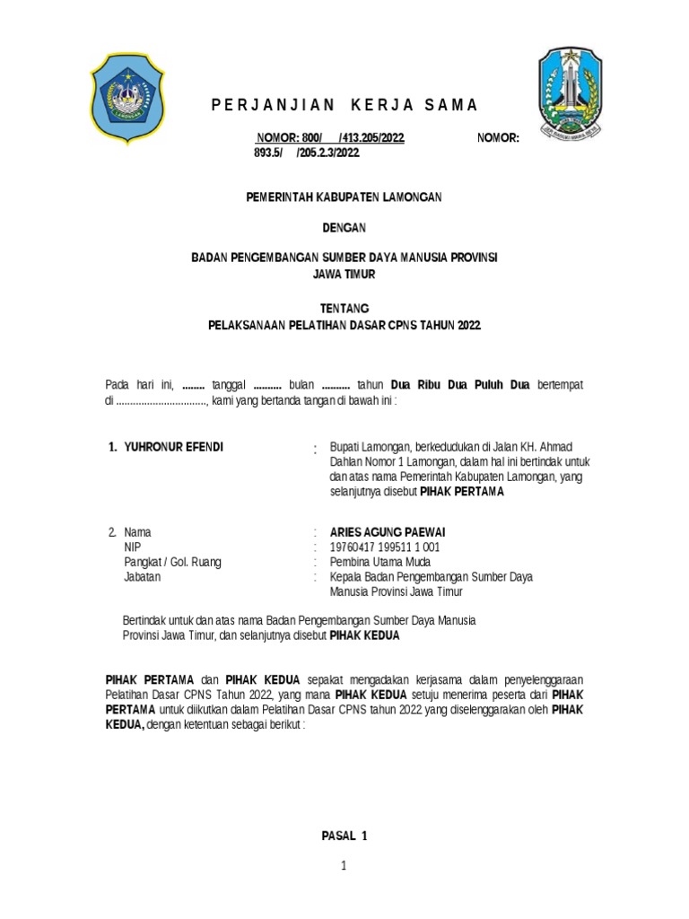 MOU PKS Latsar Pemkab Tulungagung Final | PDF