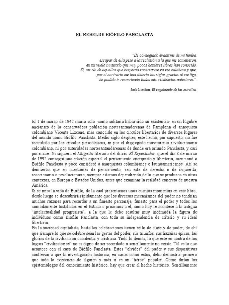 El Rebelde Biófilo Panclasta-Orlando Villanueva Martínez | PDF