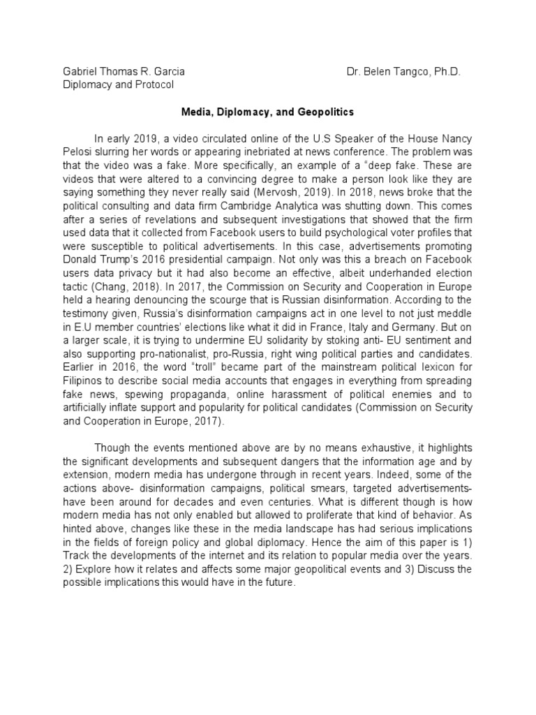 Media, Diplomacy and Geopolitics | PDF | Social Media | Popular Culture ...