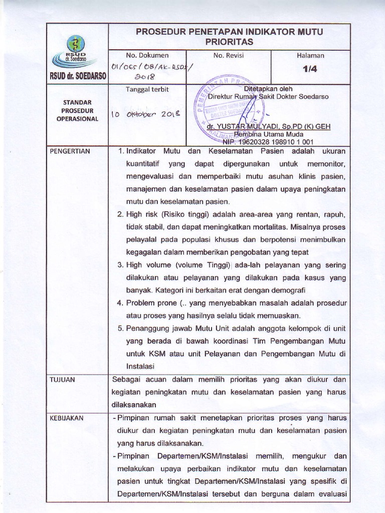 Prosedur Penetapan Indikator Mutu Prioritas | PDF