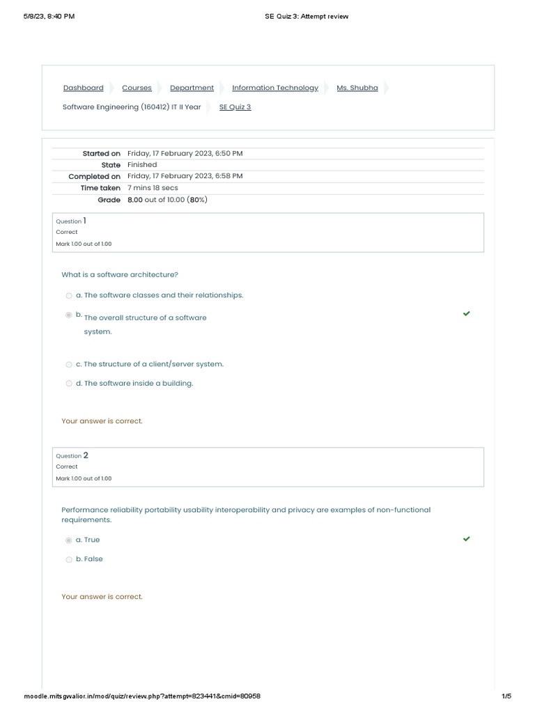 Se Quiz 3 Attempt Review Pdf Computers
