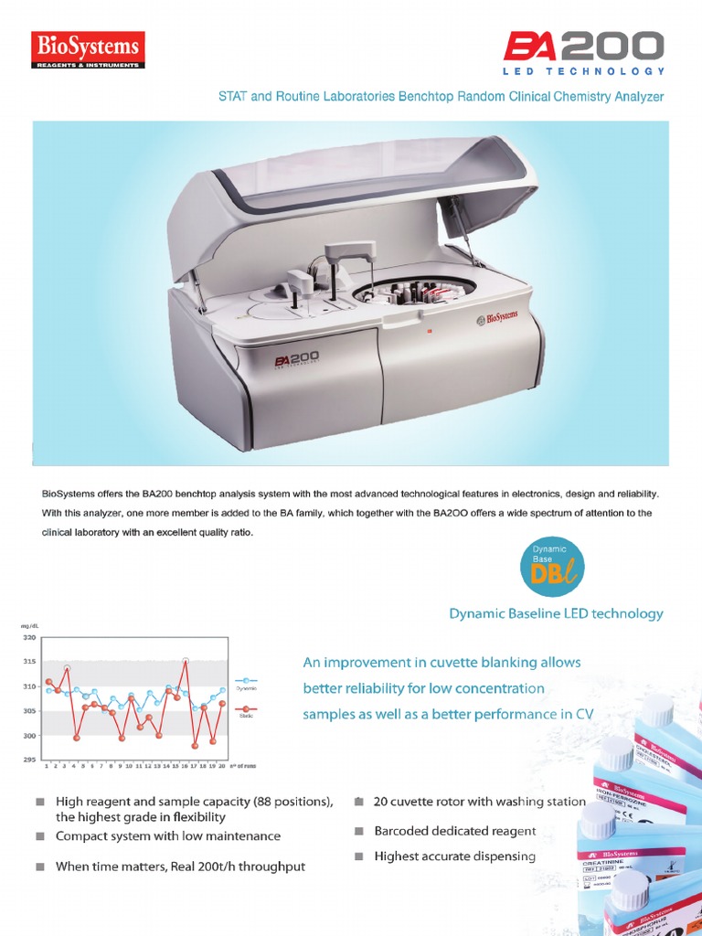 Fully Auto Analyser Biochemistry Ba200 Biosystems Diagnostics | PDF
