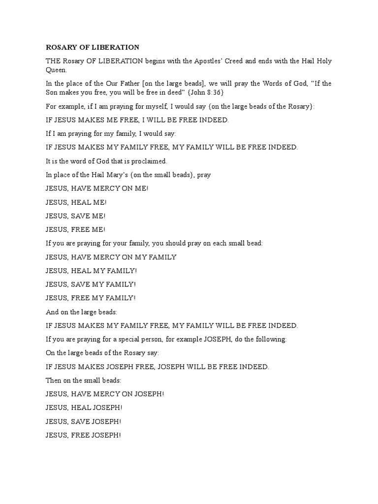 Rosary Of Liberation Download Free Pdf Rosary Jesus