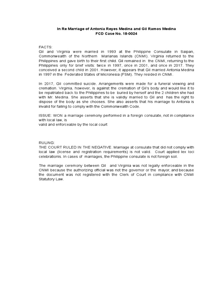 in Re Marriage of Antonia Reyes Medina and Gil Ramos Medina | PDF