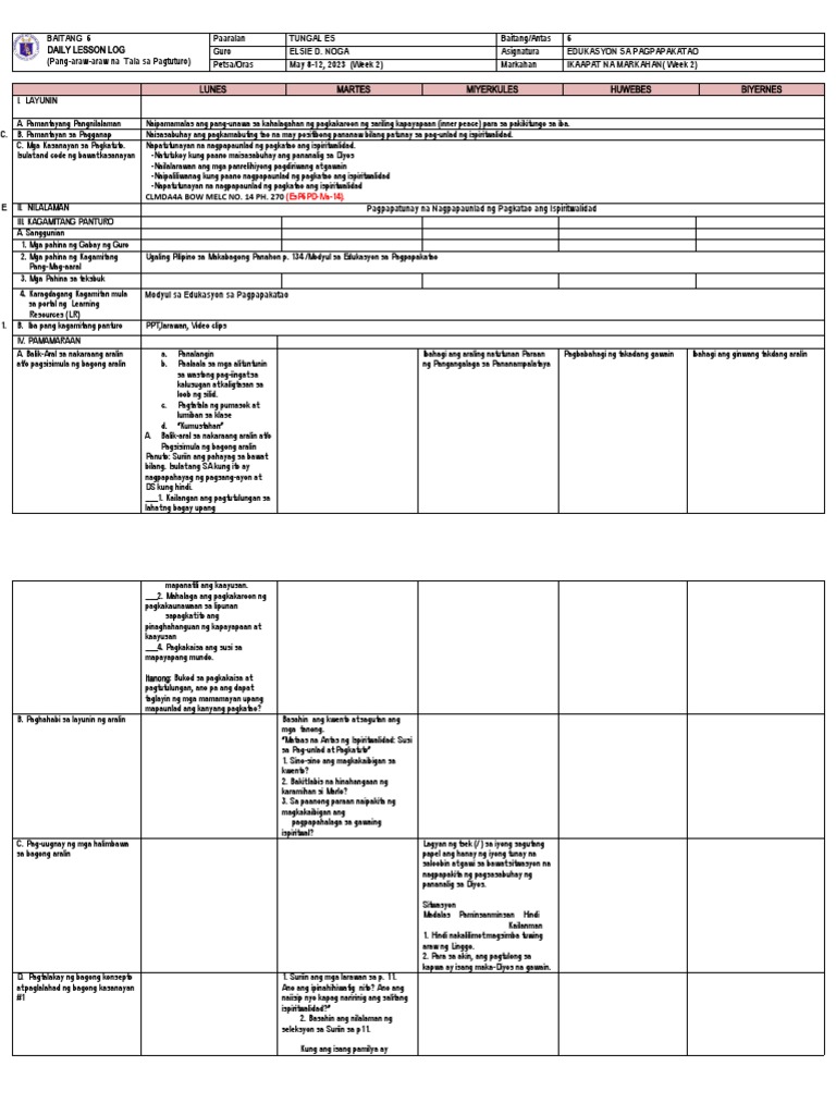 DLL Esp6 Q4 W2a | PDF