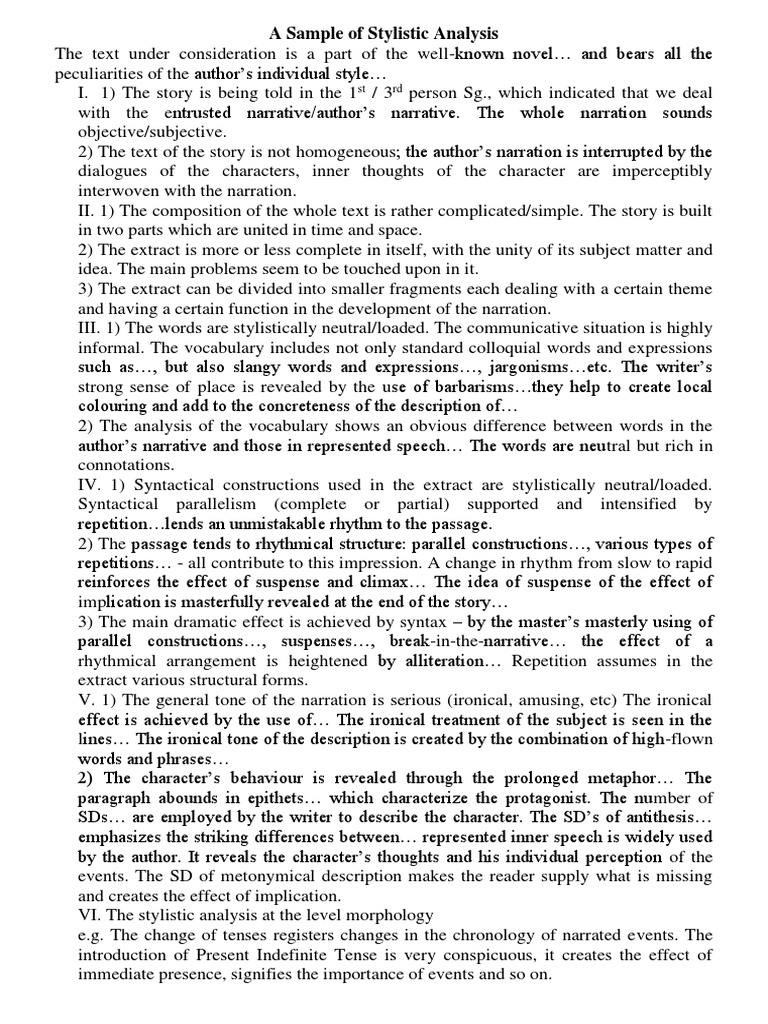 A Sample of Stylistic Analysis | PDF