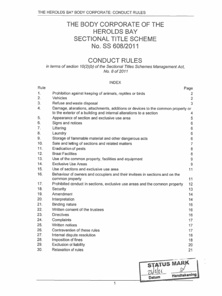 The Herolds Bay Conduct Rules 2022 | PDF