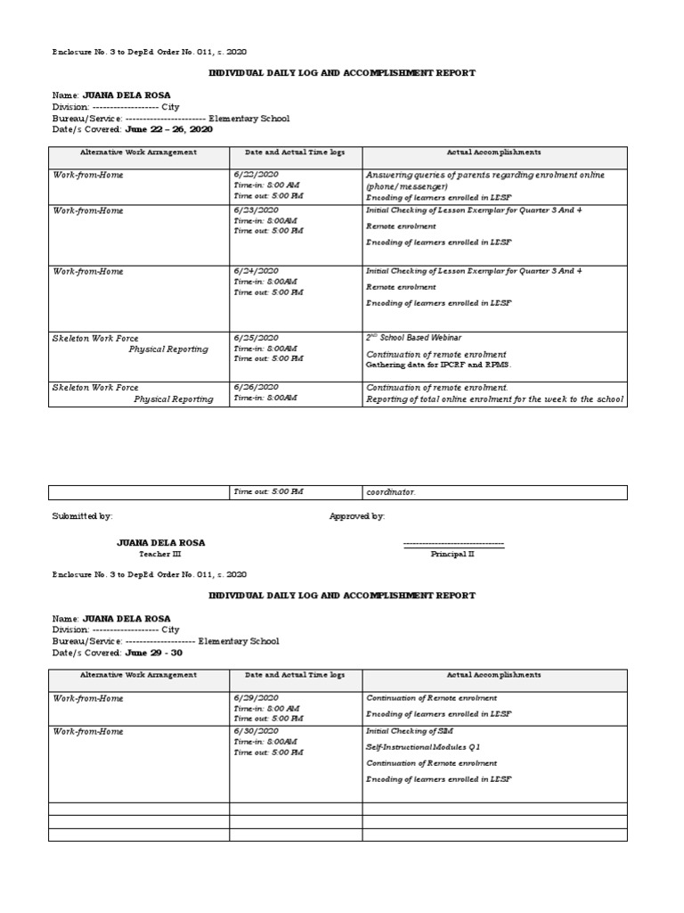 Individual Daily Log and Accomplishment Report | PDF | Computing | Information Technology