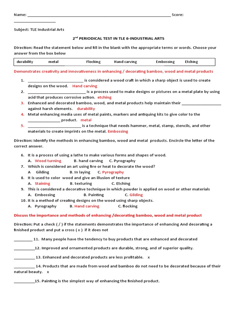 TLE Grade 6 2nd Quarter Exam Guide | PDF | Screw | Electrical Connector