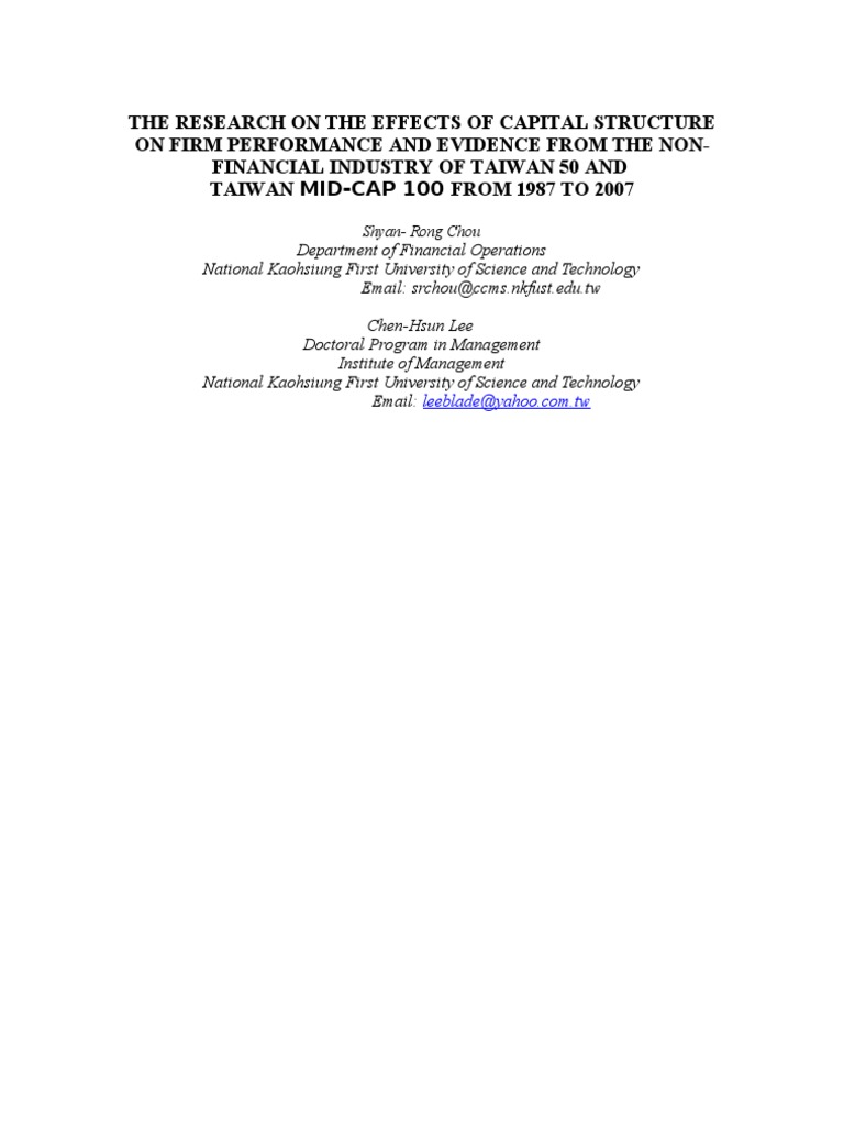Capital Structure Impact on Firm Performance | PDF | Capital Structure ...