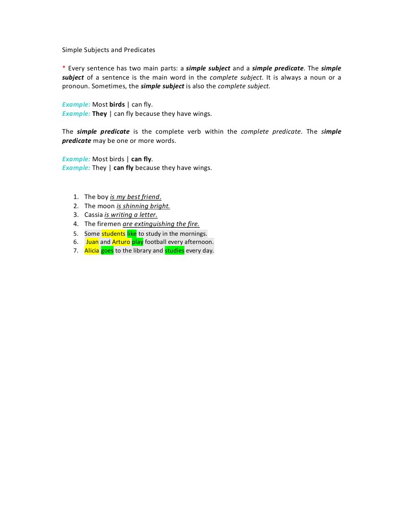 Simple Subjects and Predicates | PDF | Foreign Language Studies