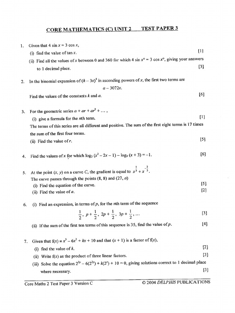 C2 Paper 3 | PDF