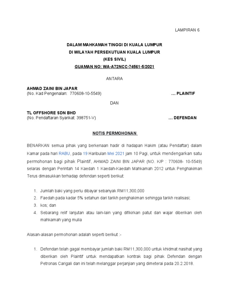 Notis Permohonan | PDF