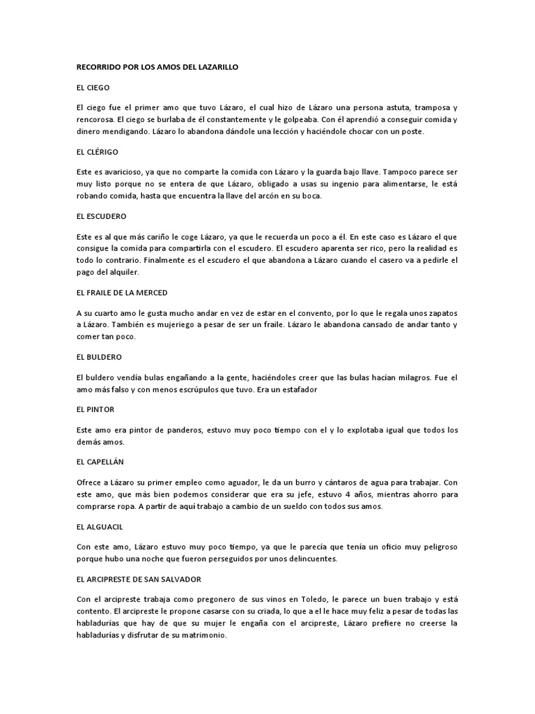 Amos y Anticlericalismo en Lazarillo | PDF