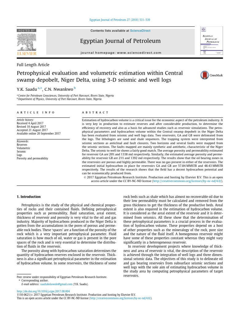 Petrophysical Evaluation and Volumetric Estimation Using 3-D Seismic and Well Logs | PDF ...