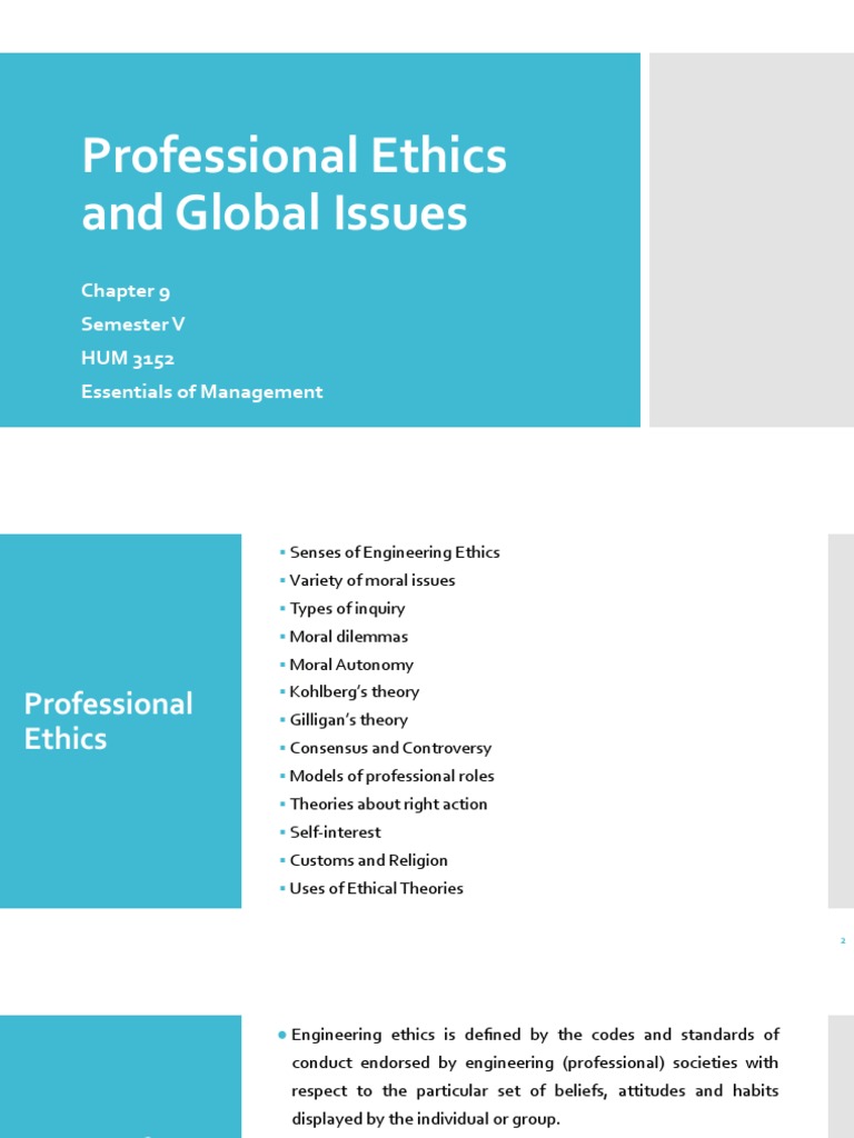 Professional Ethics and Global Issues | PDF