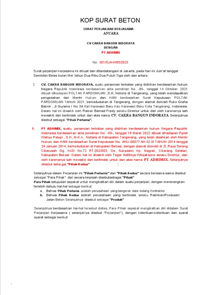 Surat Dukungan Beton | PDF