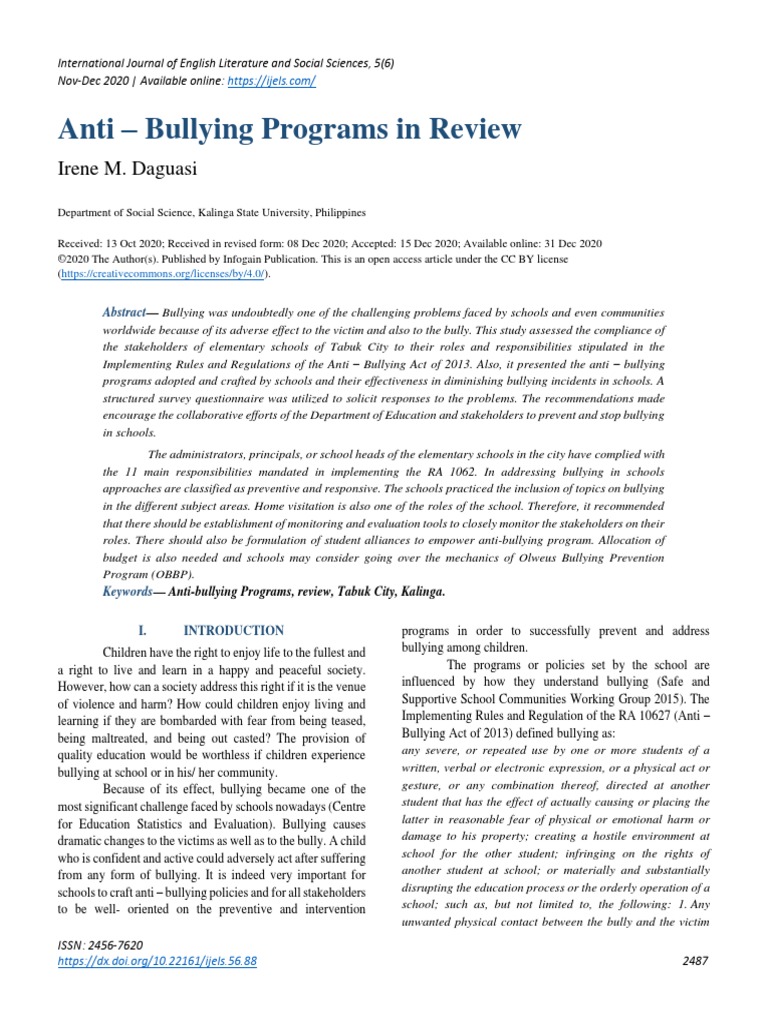 Anti - Bullying Programs in Review | PDF