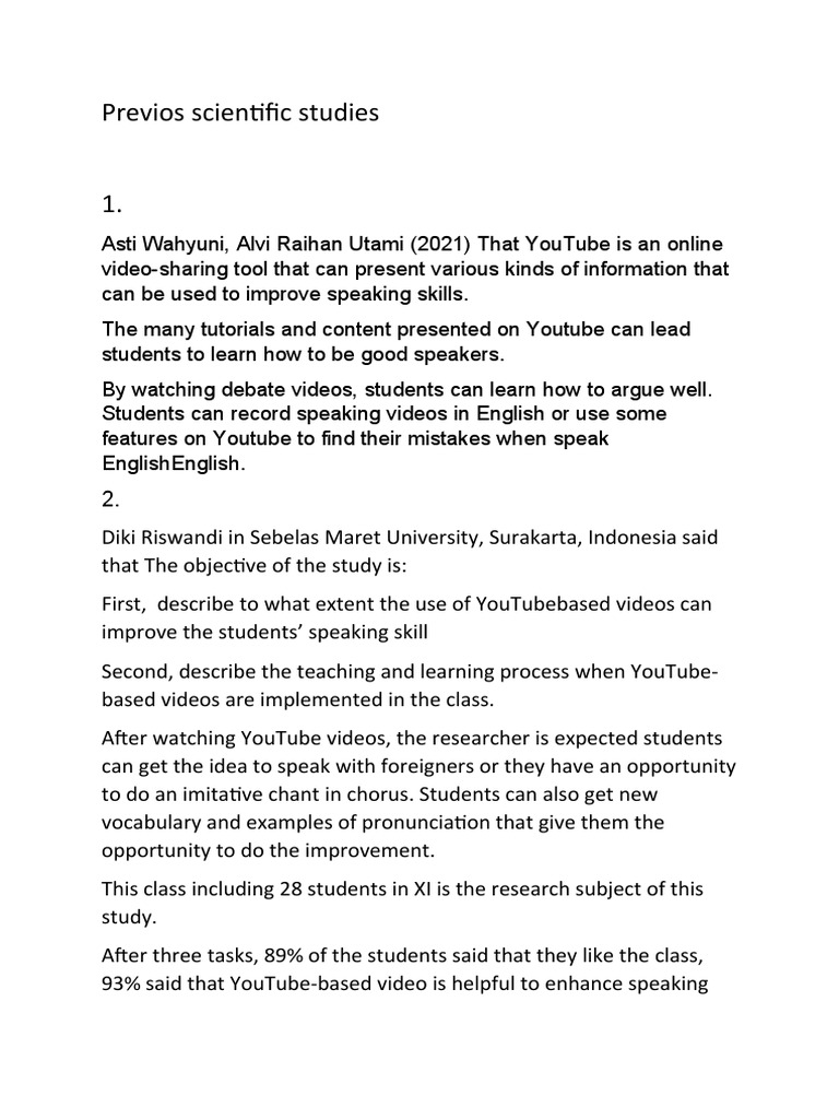 Previos Scientific Studies | PDF