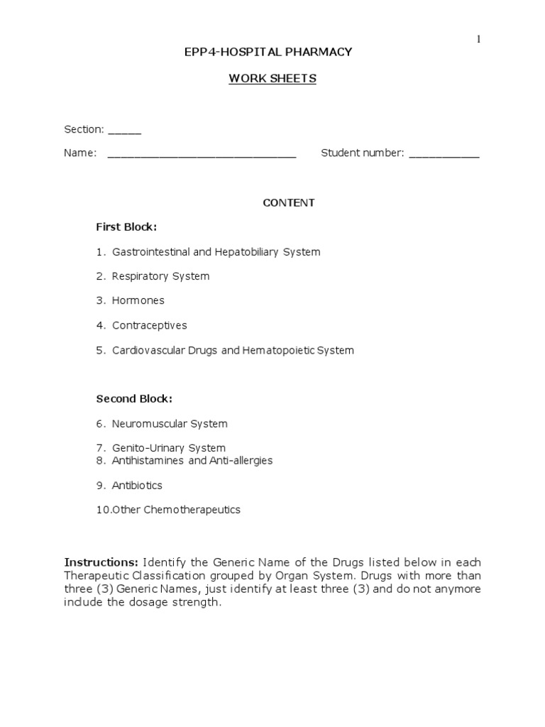 EPP4-HP WorkSheets | PDF