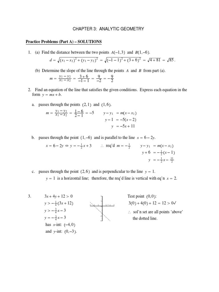 Analytic Geometry Problems 01 | PDF | Line (Geometry) | Euclidean Geometry