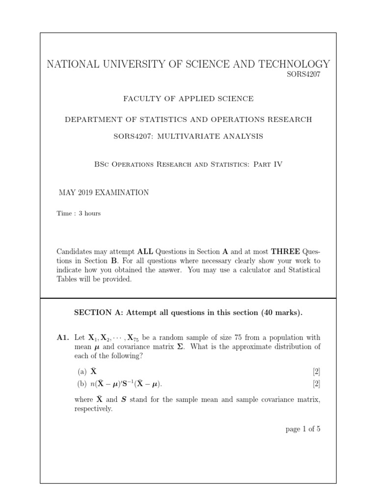 Multivariate Analysis Exam | PDF