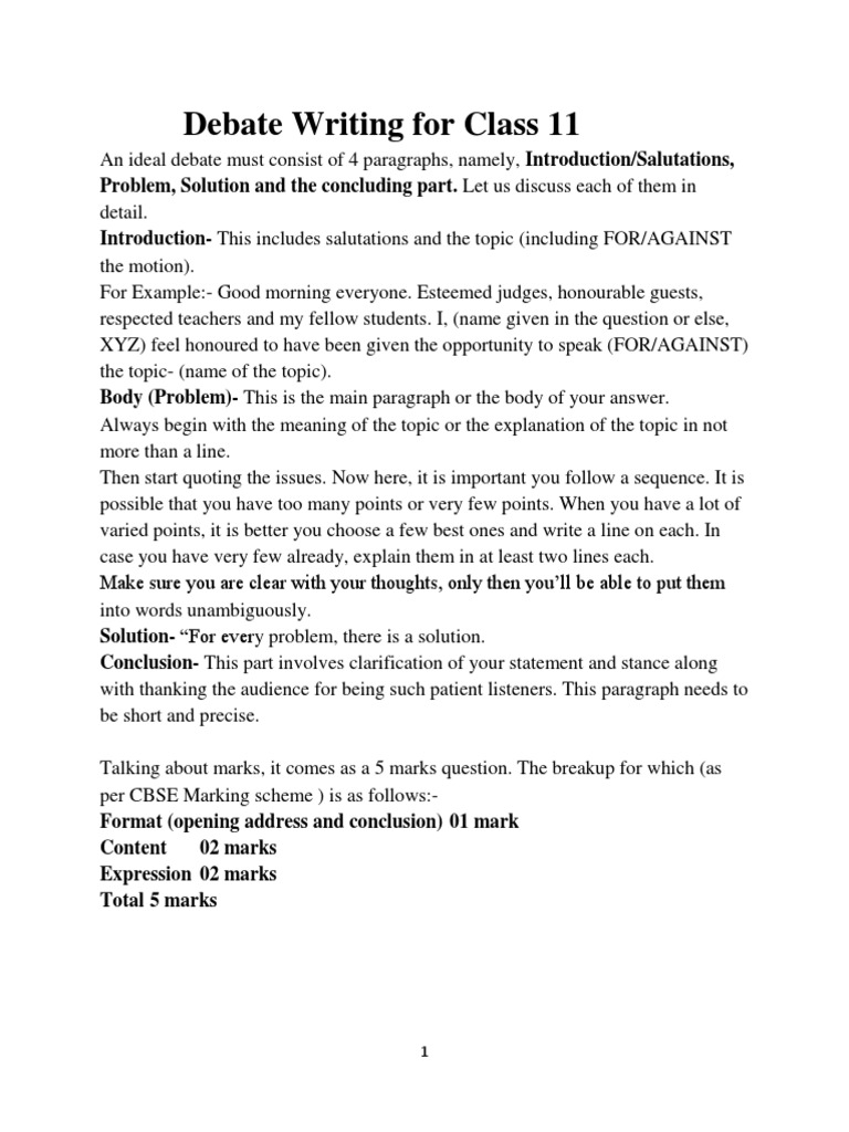 Debate Class 11 PDF | PDF