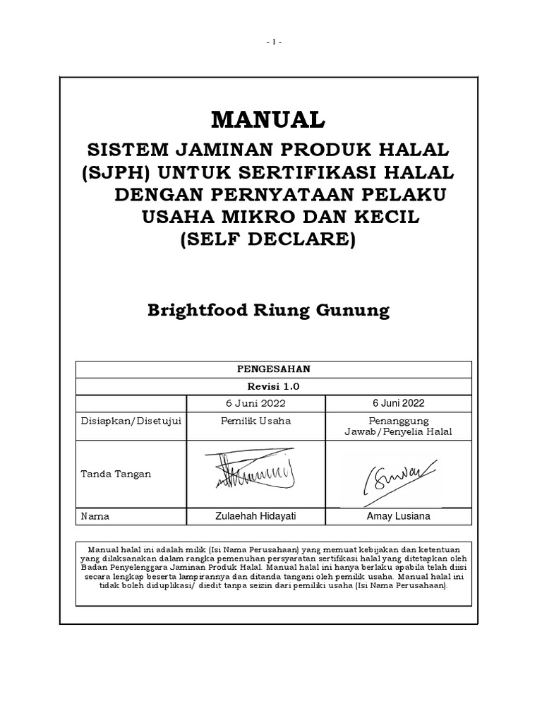 Manual SJPH 2022 Olahan Daging Sapi | PDF | Bisnis