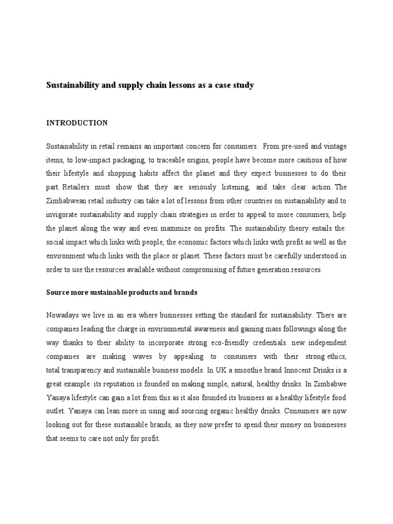 Sustainability Lessons Learnt Case Study | PDF