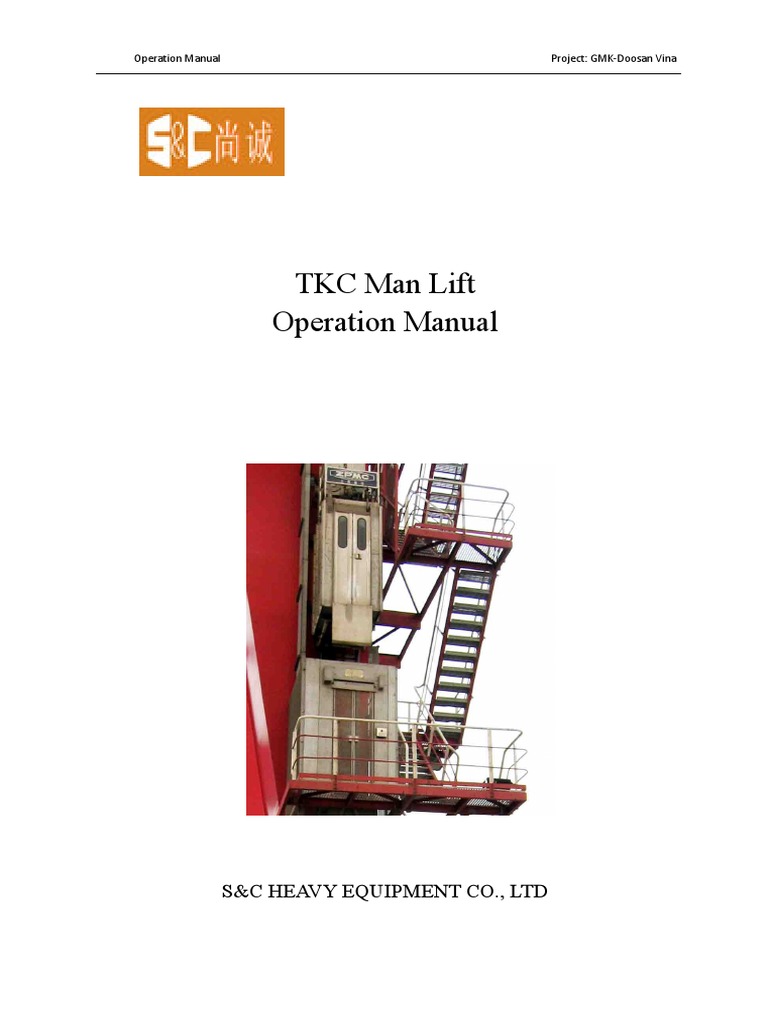 TKC Man Lift Operation Manual | PDF | Elevator | Pump