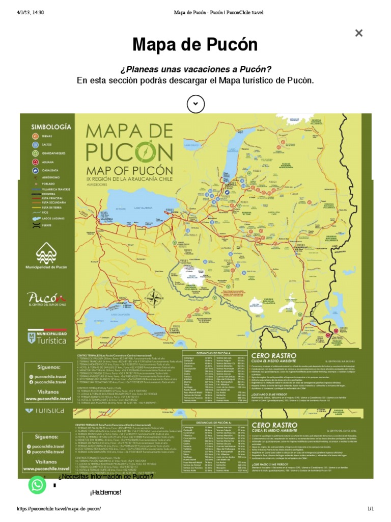 Mapa de Pucón - Pucón - PuconChile - Travel | PDF