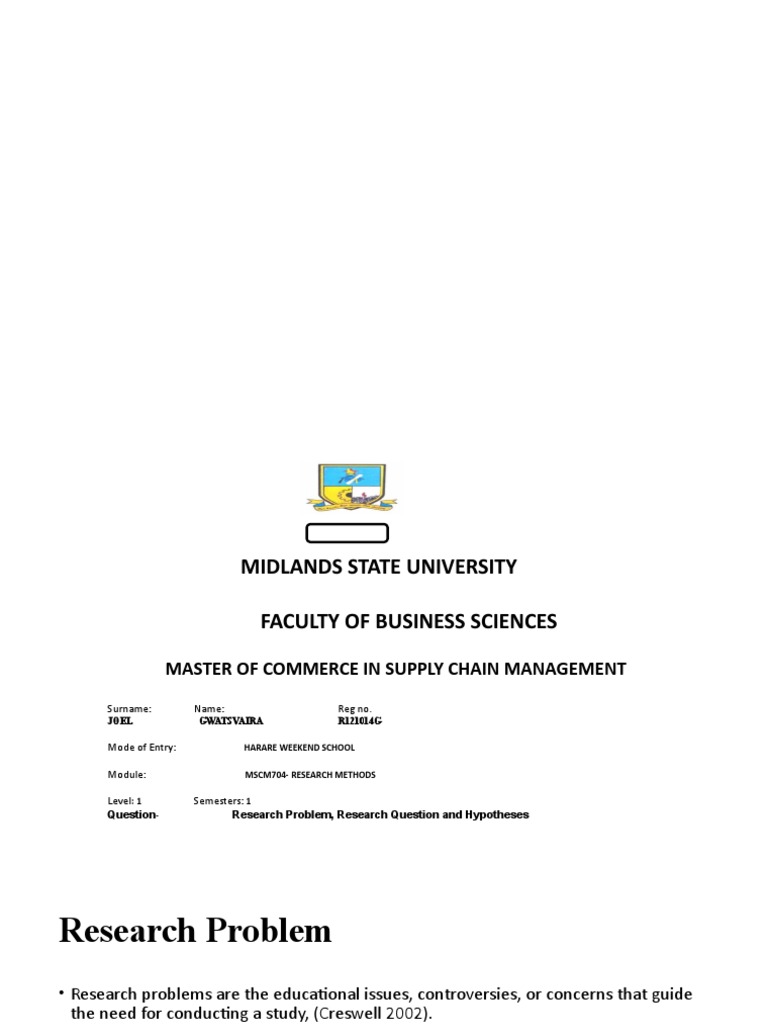 Research Problem, Research Question and Hypotheses | PDF
