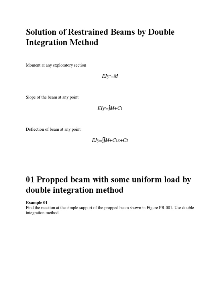 Solution of Restrained Beams by Double Integration Method | PDF | Beam ... Solution of Restrained Beams by Double Integration Method | PDF | Beam ...