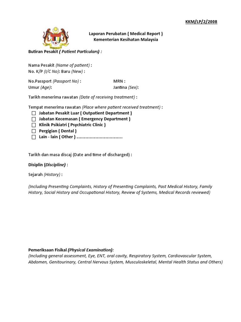 Format Laporan Perubatan-Manual 2022 | PDF