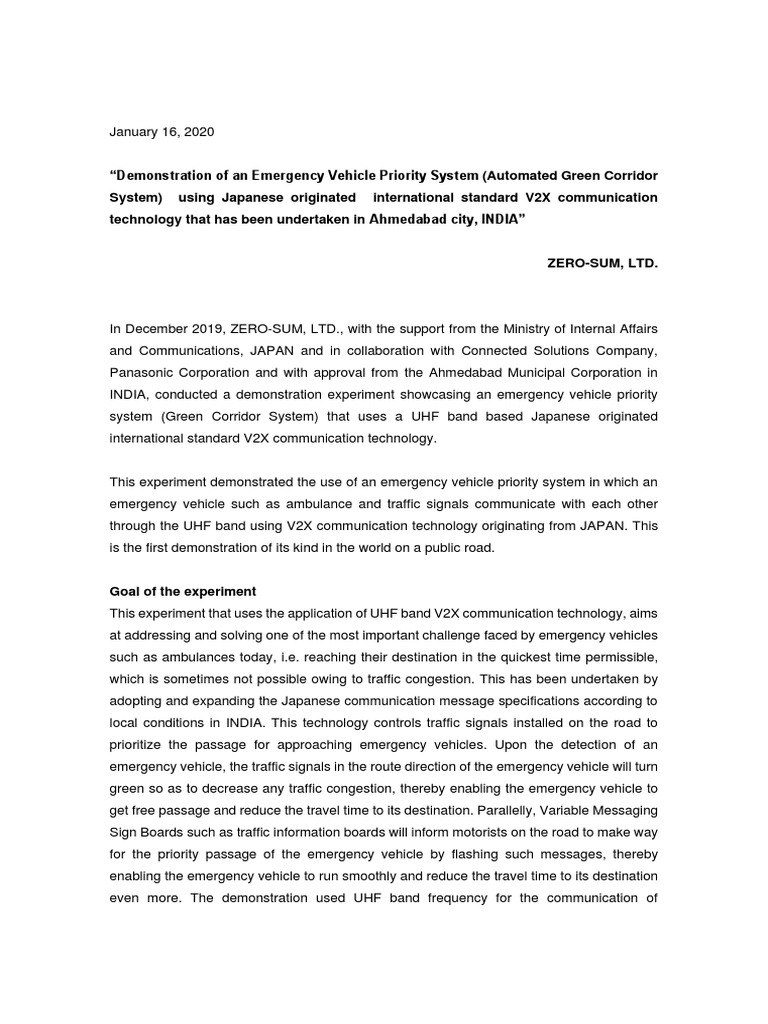 Demonstration of An Emergency Vehicle Priority System Using Japanese Originated International ...