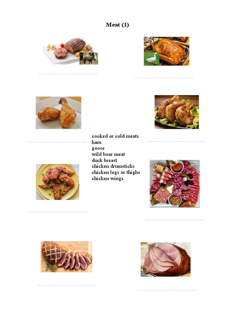 A Variety of Cooked and Cold Meats Including Ham, Goose, Wild Boar, Duck, Chicken Drumsticks ...