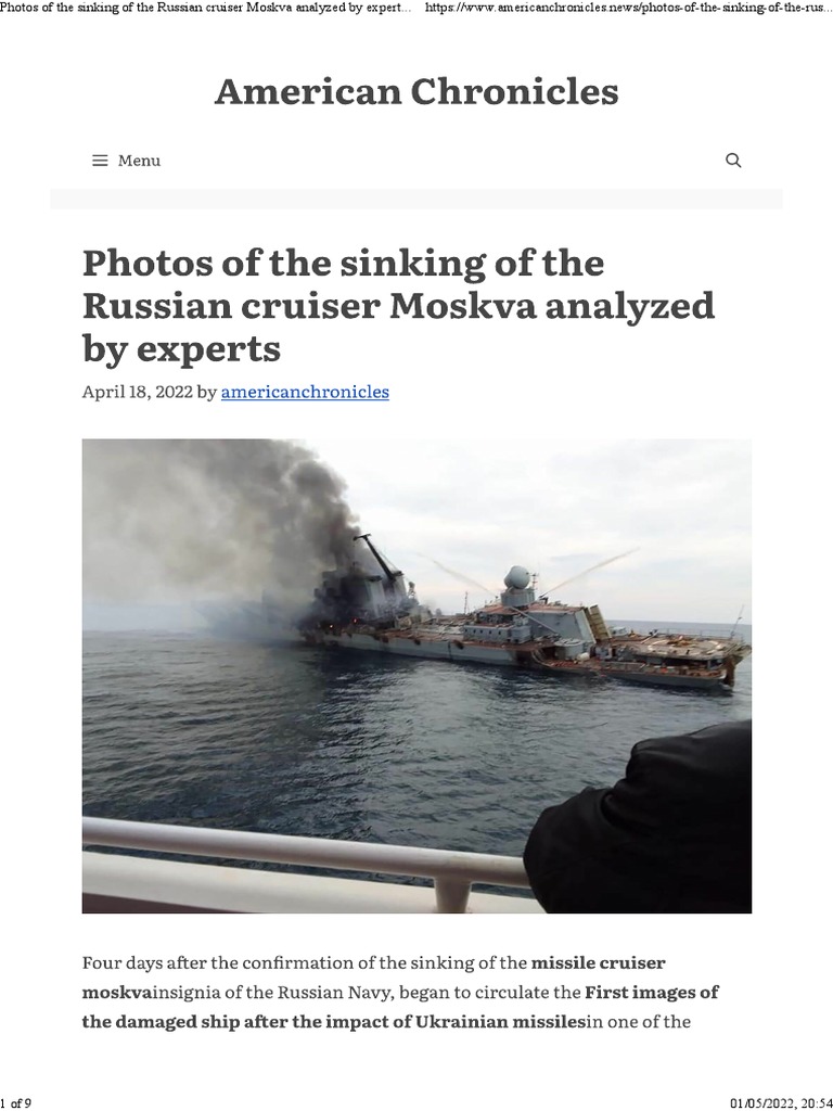 Photos of The Sinking of The Russian Cruiser Moskva Analyzed by Experts ...