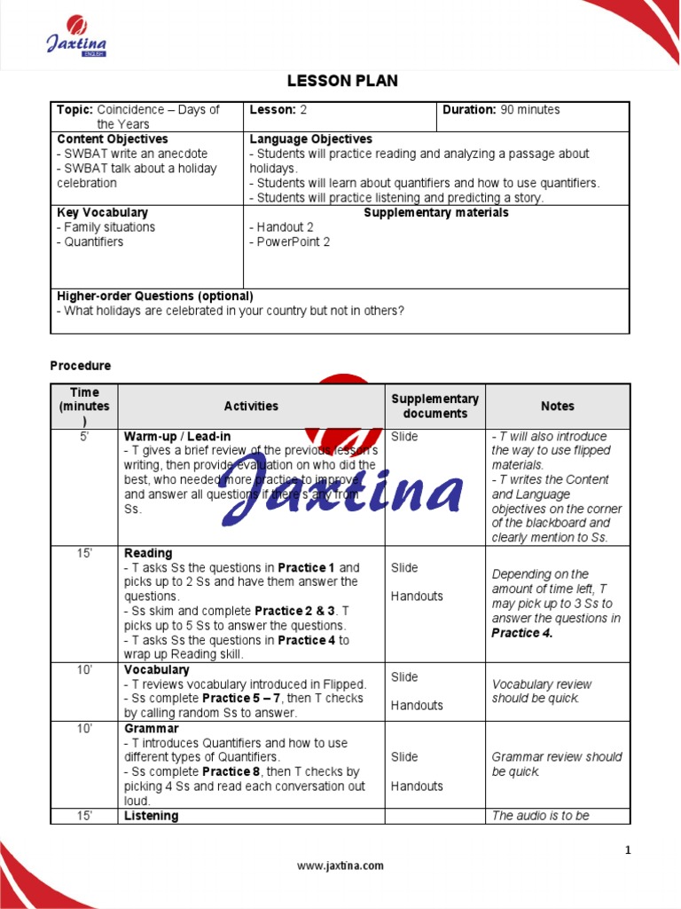 Lesson Plan 2 - TC - Final Checked | PDF | Applied Linguistics | Pedagogy