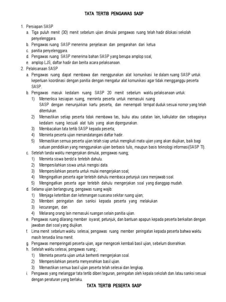 Tata Tertib Pengawas Sasp | PDF