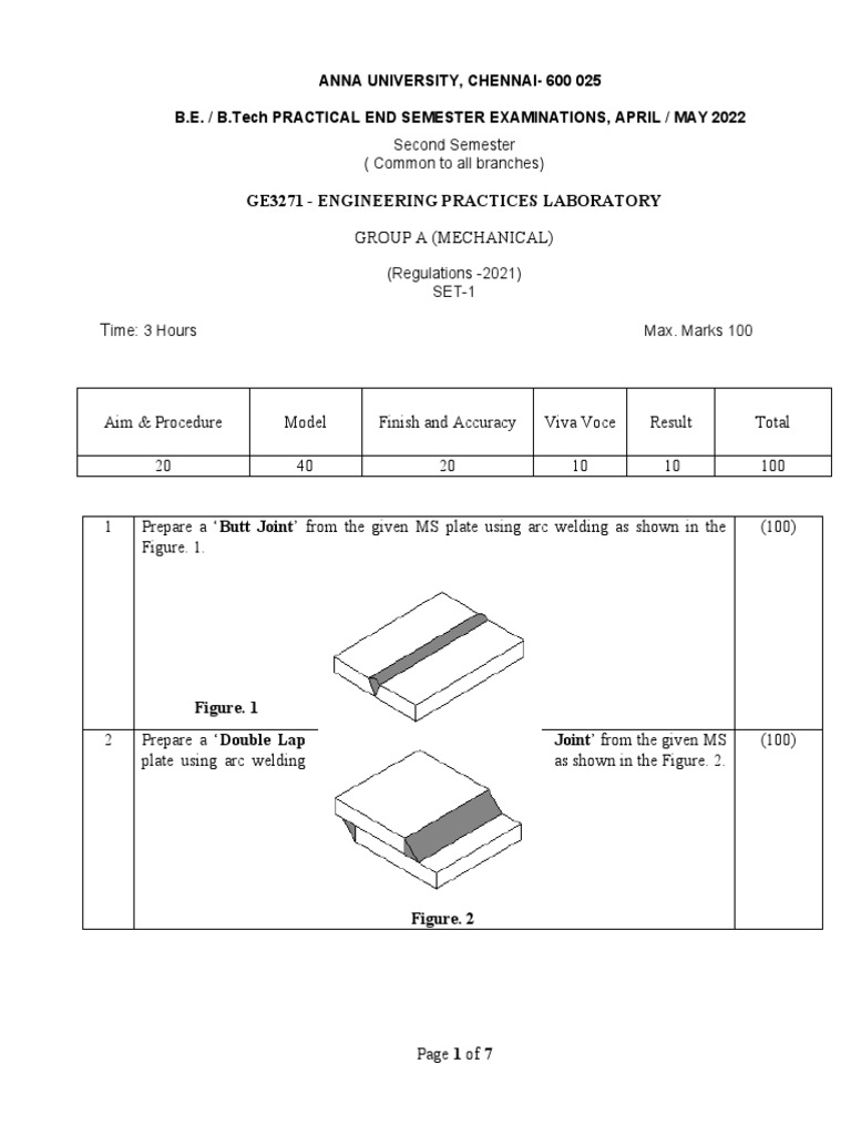 GE3271 - Mechanical - SET - 1 | PDF | Welding | Construction