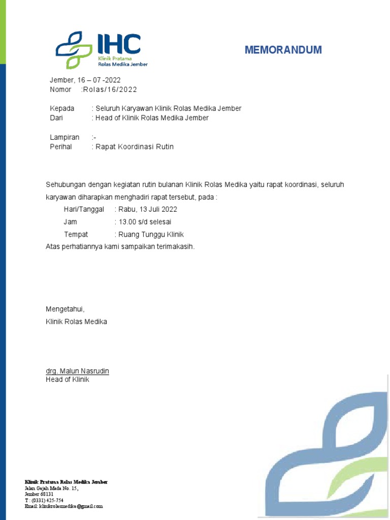 CONTOH UNDANGAN RAPAT | PDF