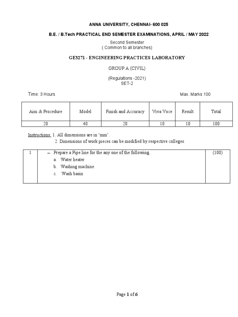 GE3271 - Civil Set 2 | PDF | Pipe (Fluid Conveyance) | Mechanical ...